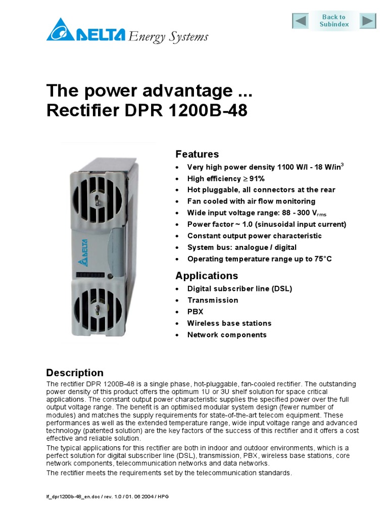 Delta Data Sheets | PDF | Rectifier | Alternating Current