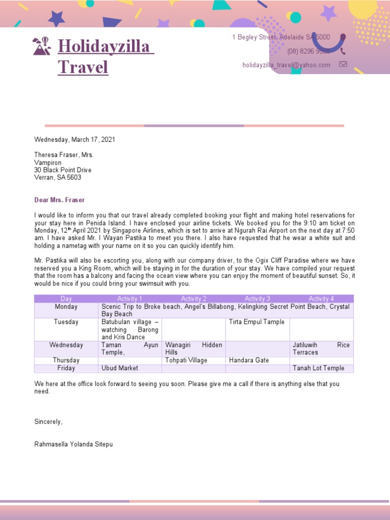 Business Letter and Table | PDF