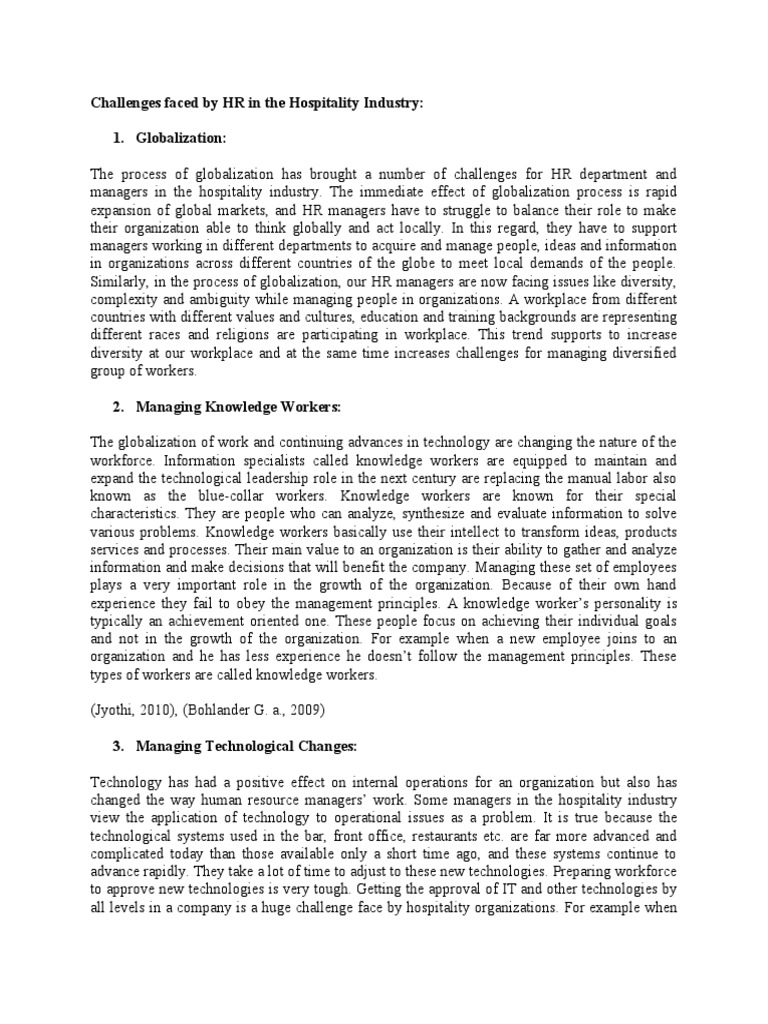 Contemporary Challenges Issues Faced by Hospitality Industry | PDF ...