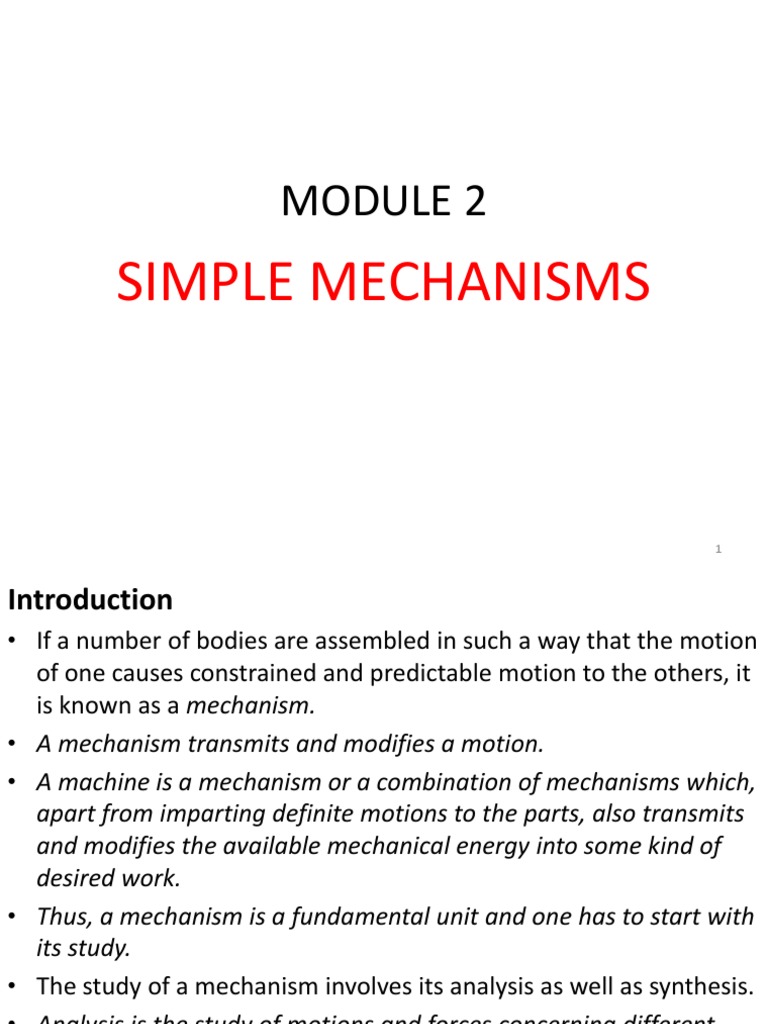 Module 2 Simple Mechanisms Edited | PDF | Machines | Piston