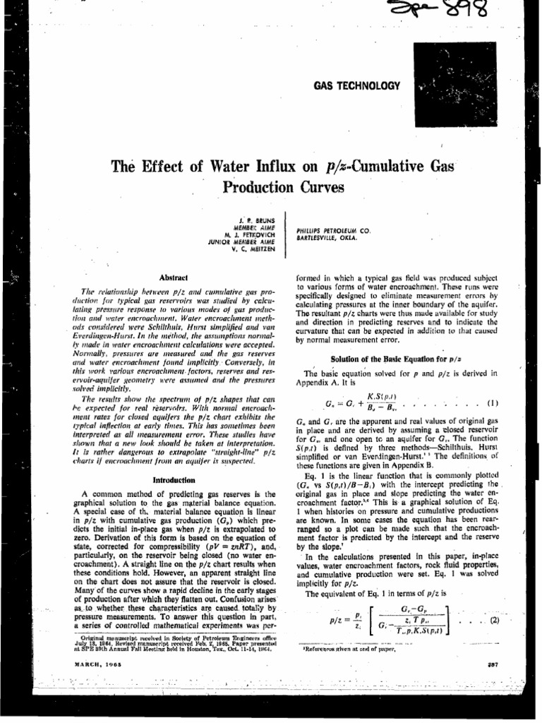 The Effect of Water Influx On P Over Z Curves | PDF | Aquifer | Linearity