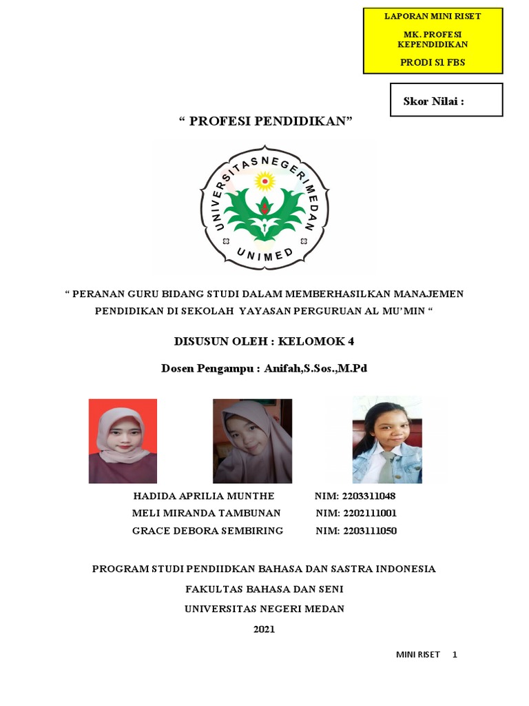 Mini Riset - Kelompok 4 - Profesi Pendidikan | PDF