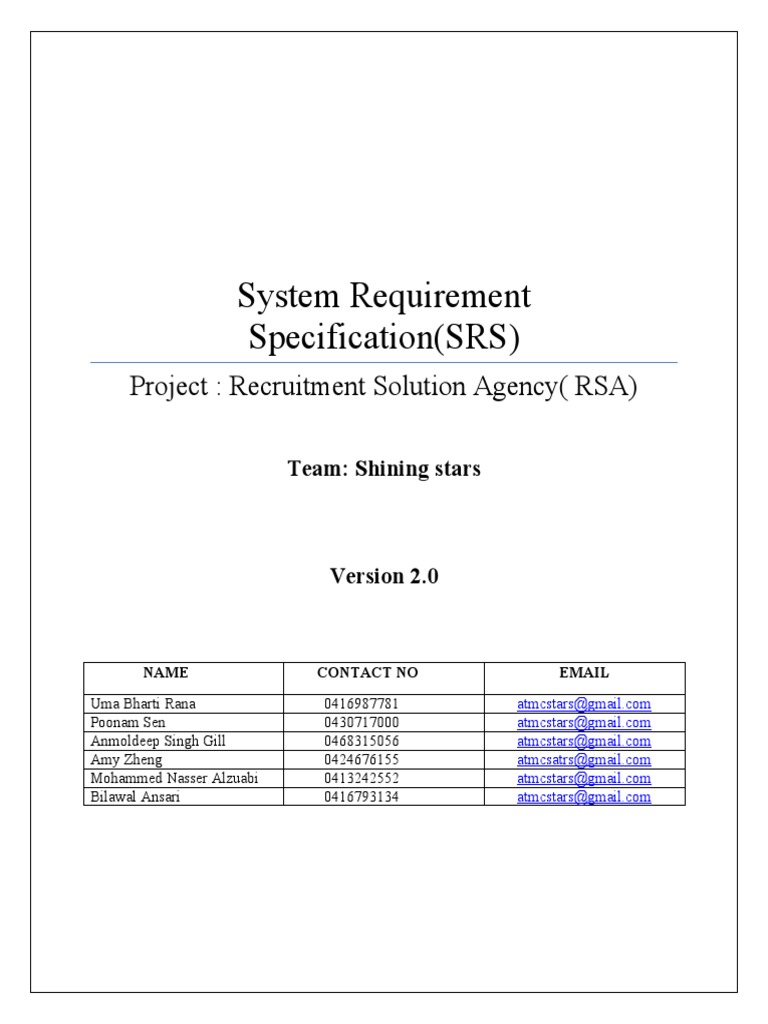 A Comprehensive System Requirement Specification for the Recruitment ...