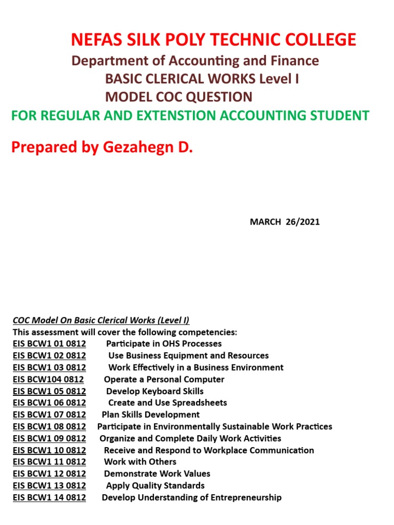 Nefas Silk Poly Technic College: Prepared by Gezahegn D | PDF ...
