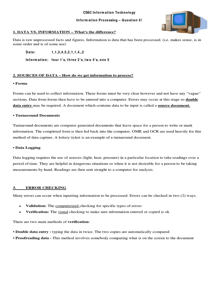 CSEC Information Processing Full | PDF | Data | Information