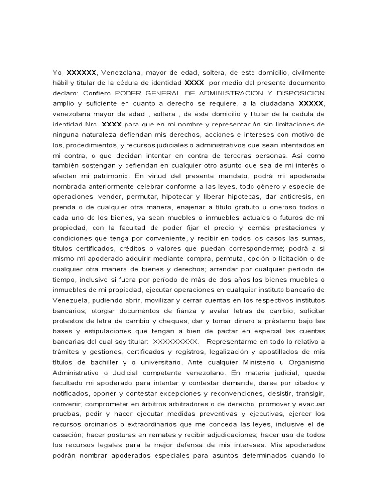 Poder General de Administración y Disposición | PDF | Propiedad | Justicia