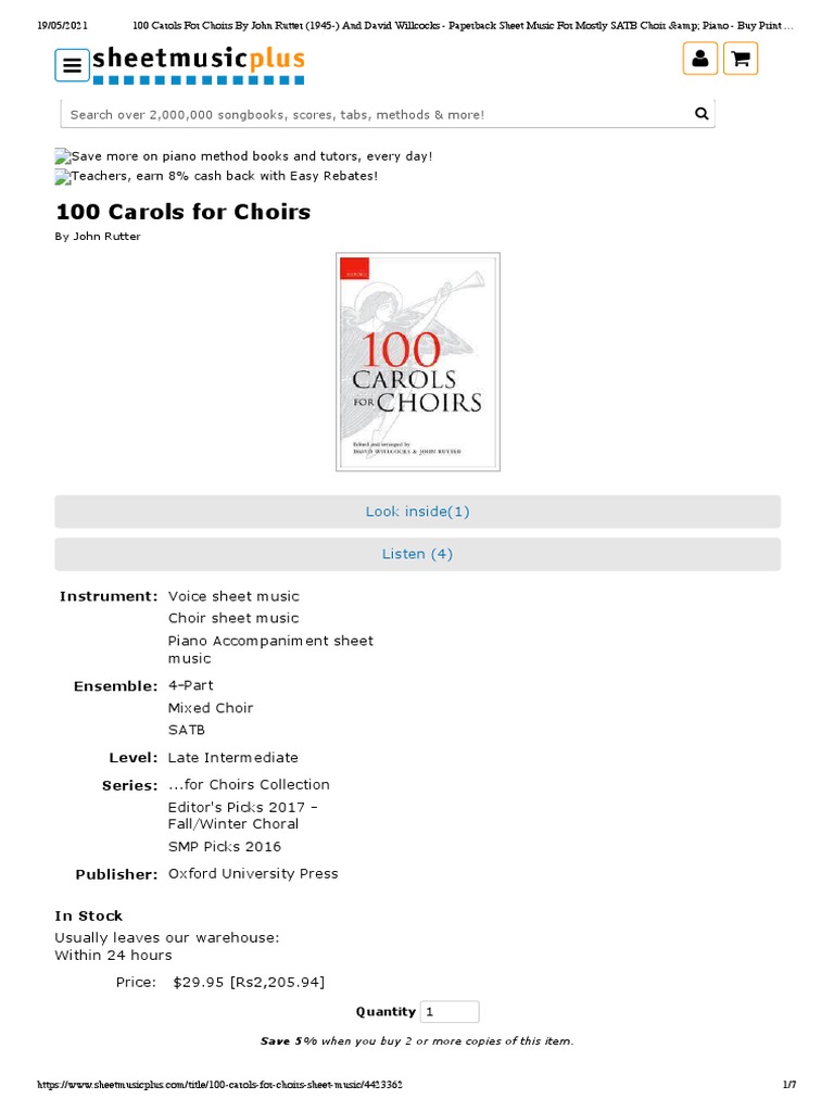 100 Carols For Choirs | PDF | Christmas Carols | Sheet Music