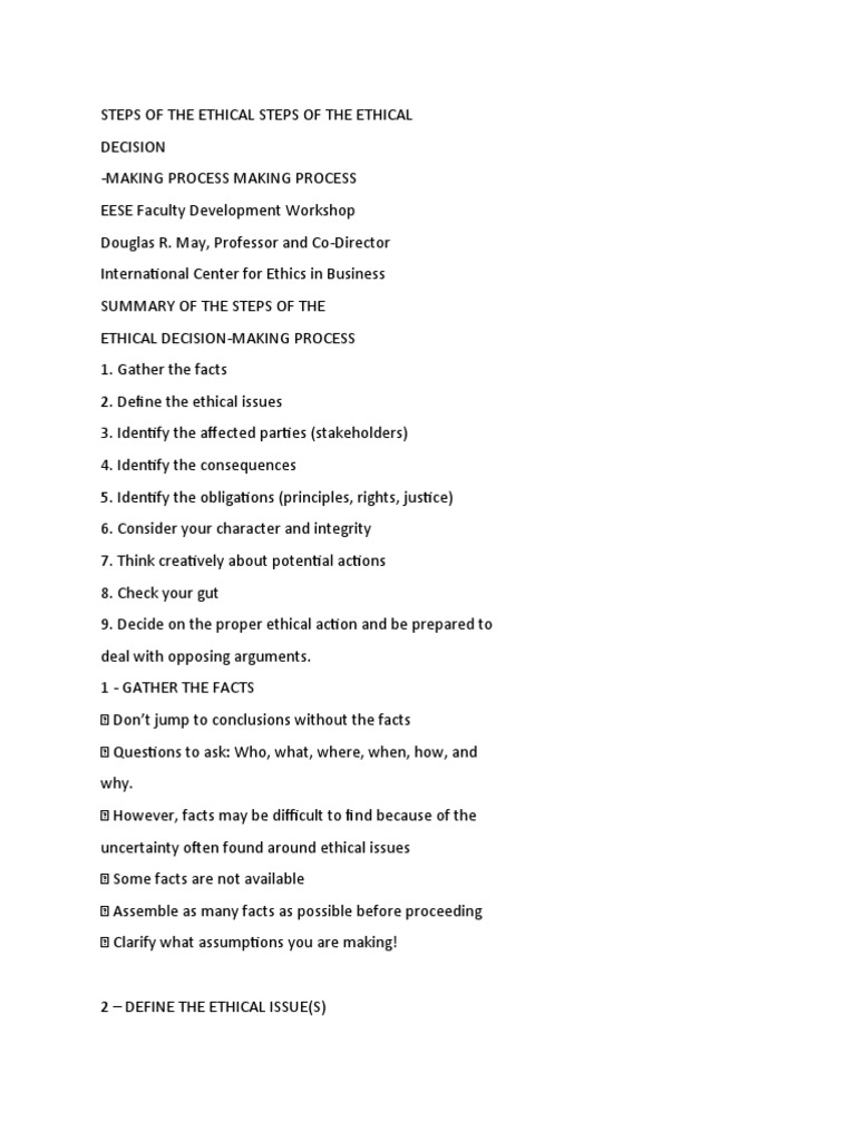 Steps of The Ethical Steps of The Ethical | PDF | Decision Making | Rights