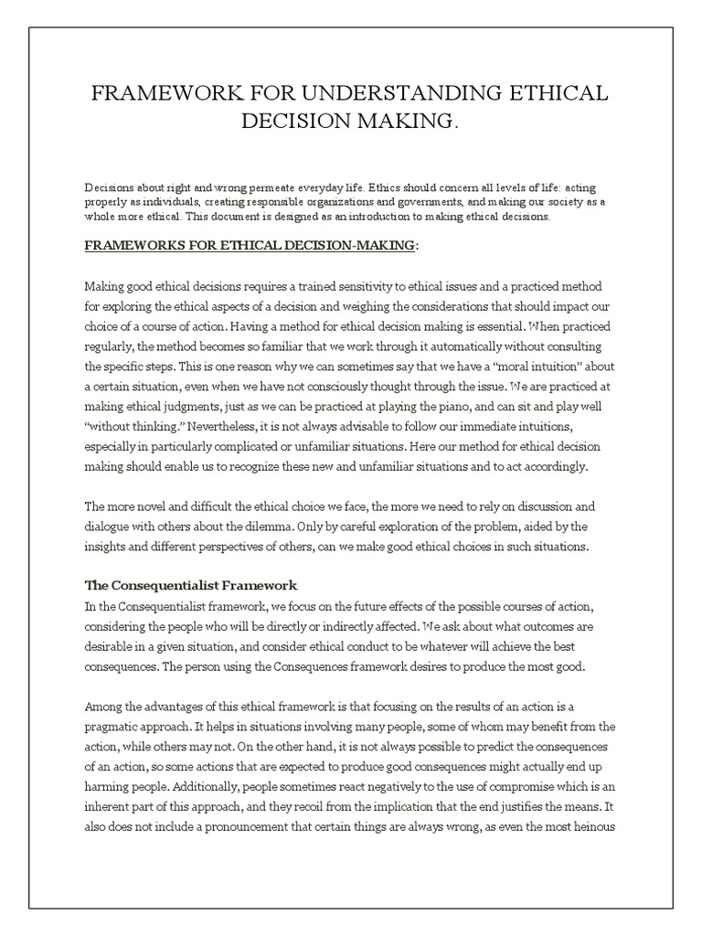 Ethical Decision-Making Guide | PDF | Utilitarianism | Morality