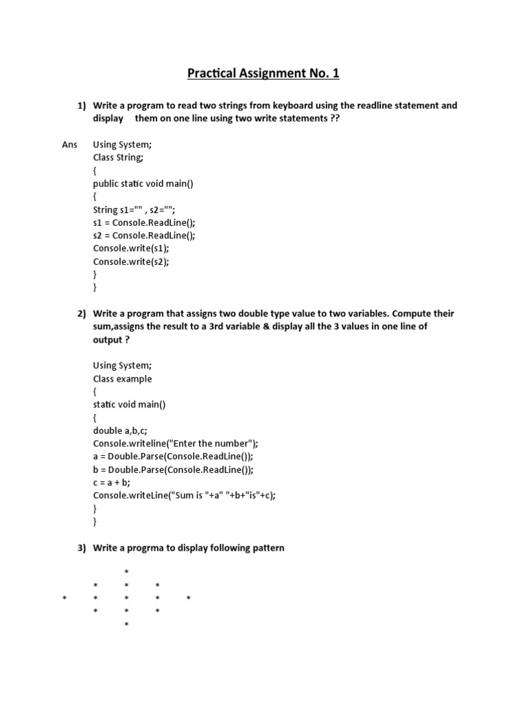 Practical Assignment No 1 To 9 Pdf C Sharp Programming Language Software Engineering
