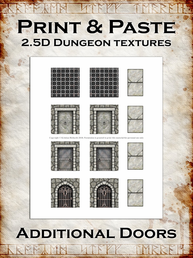 Print & Paste Dungeon Textures Additional Doors | PDF