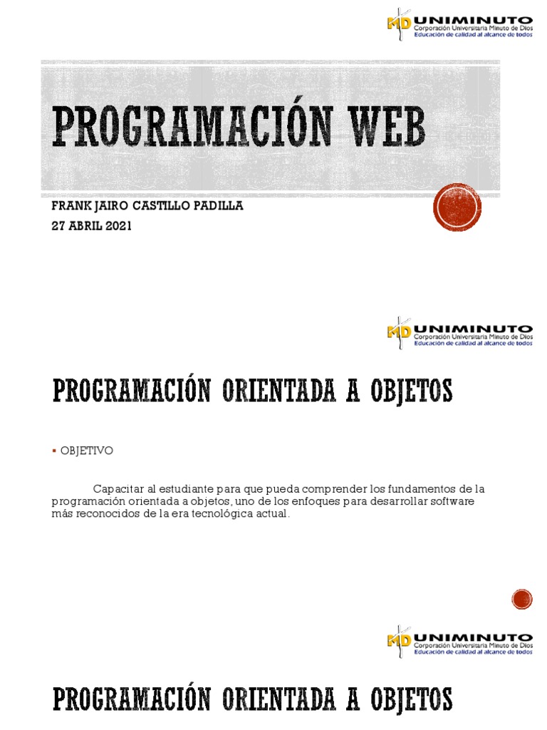 Presentación Programación Orientada A Objetos Con PHP | PDF | Objeto (informática ...