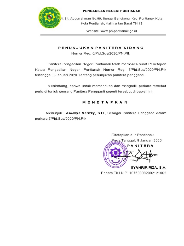 Surat Penunjukkan Panitera Pengganti | PDF