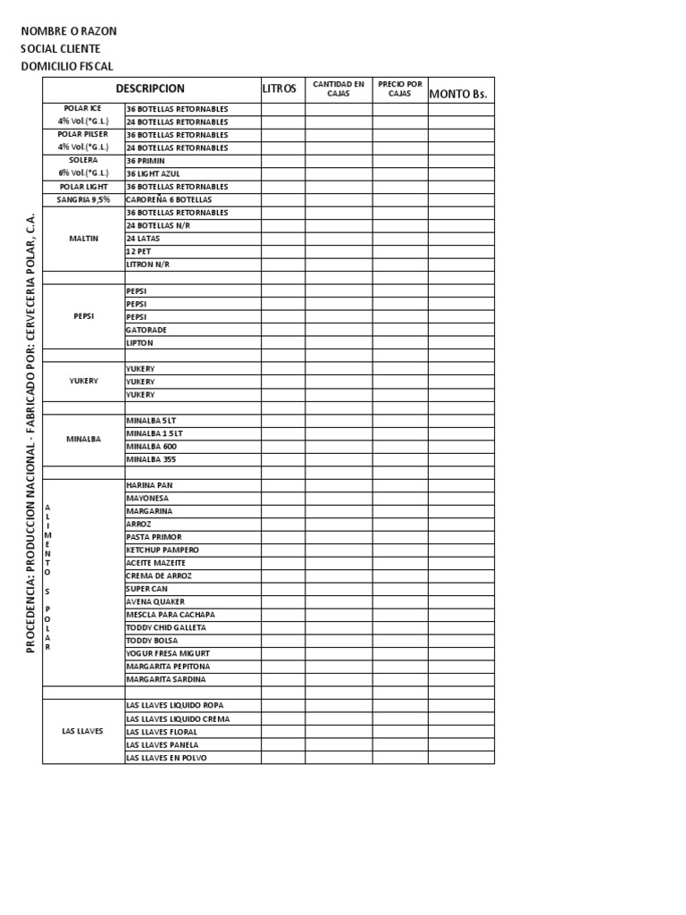 Talonario de Factura | PDF | Alimentos | Bebidas
