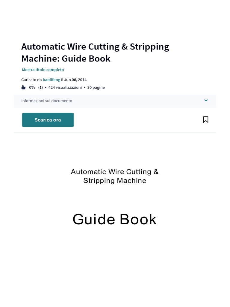 Automatic Wire Cutting & Stripping Machine Guide Book Wire Switch | PDF ...