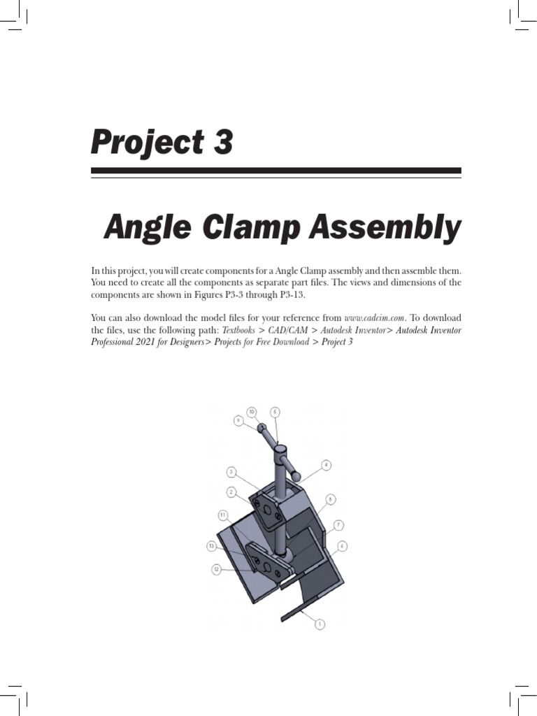 Project 3 Angle Clamp Assembly: Autodesk Inventor Professional 2021 For ...
