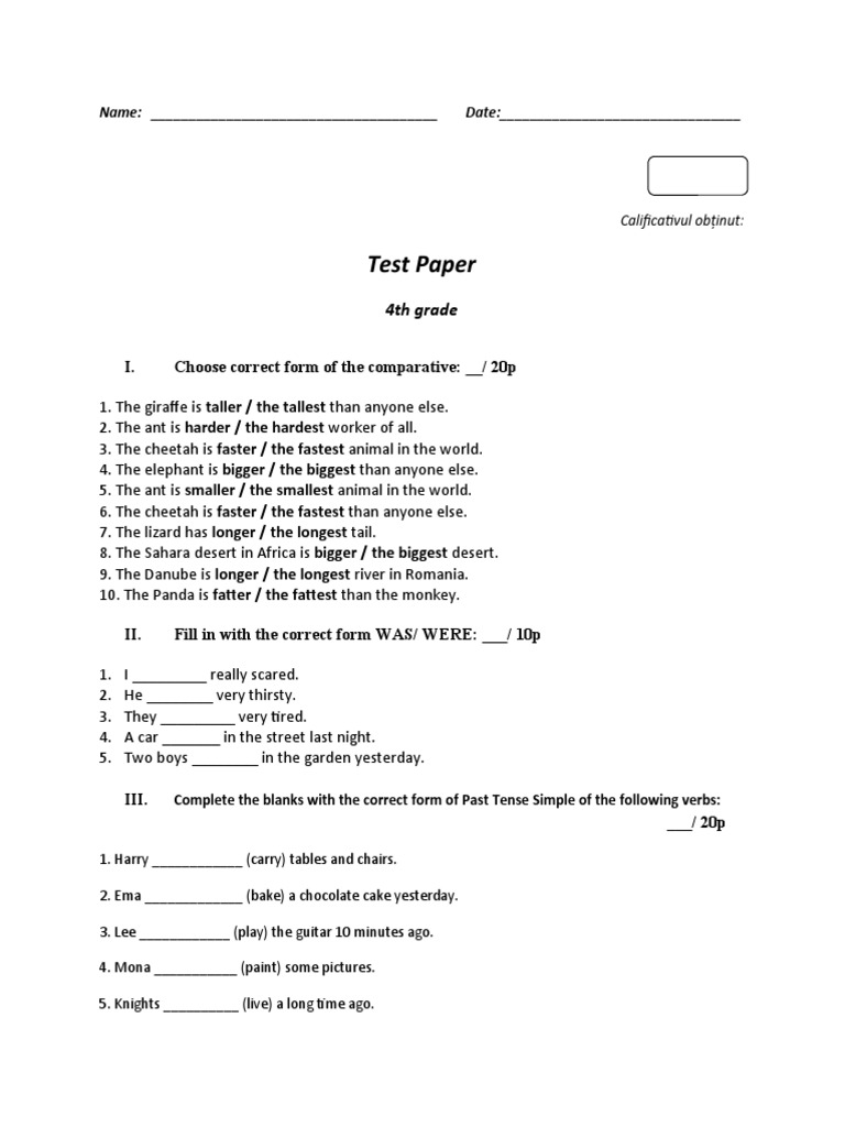 Test CLS IV - L1 - Sem II | PDF | Grammar | Syntax