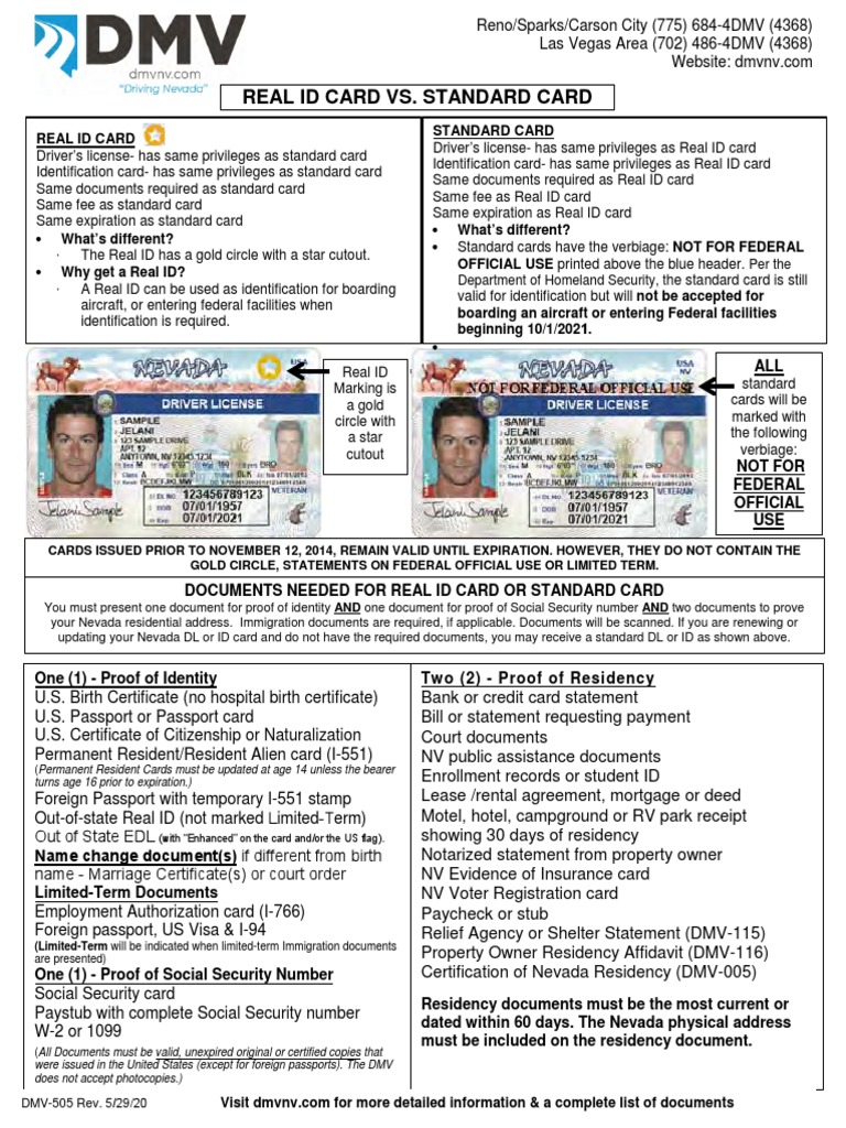 Real Id Card vs. Standard Card: Name Change Document(s) If Different ...