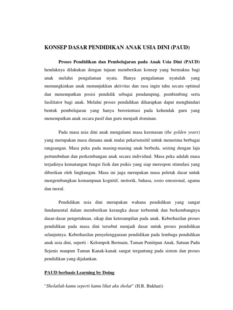 Konsep Dasar Pendidikan Anak Usia Dini | PDF | Kesehatan Holistik | Sains & Matematika