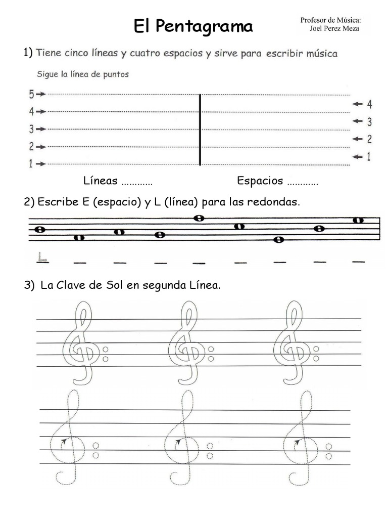 1er y 2do - El Pentagrama y La Clave de Sol | PDF