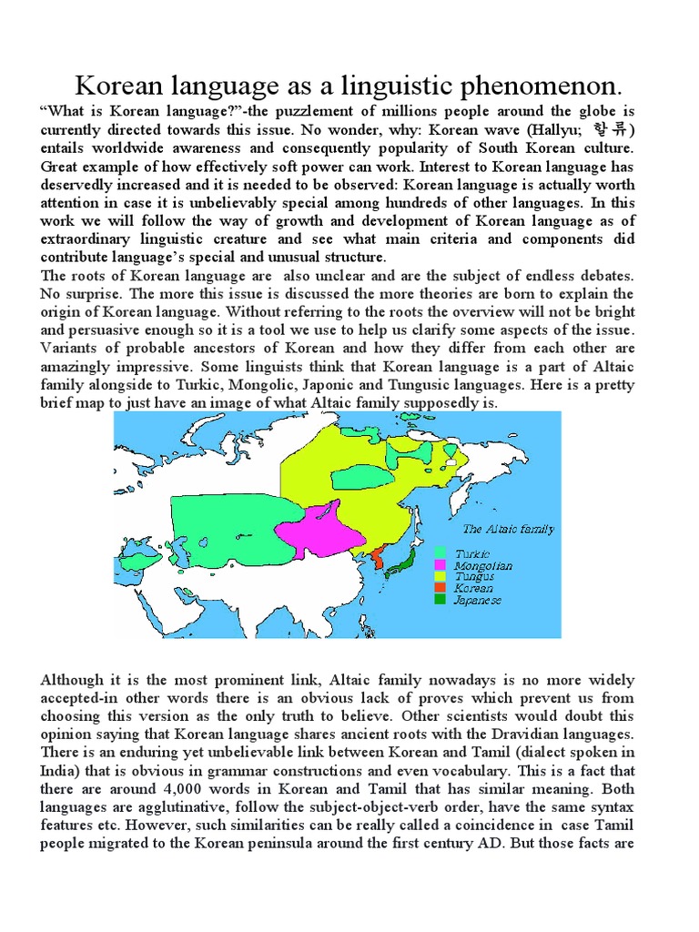 Korean Language As A Linguistic Phenomenon | PDF | Korean Language | Korea