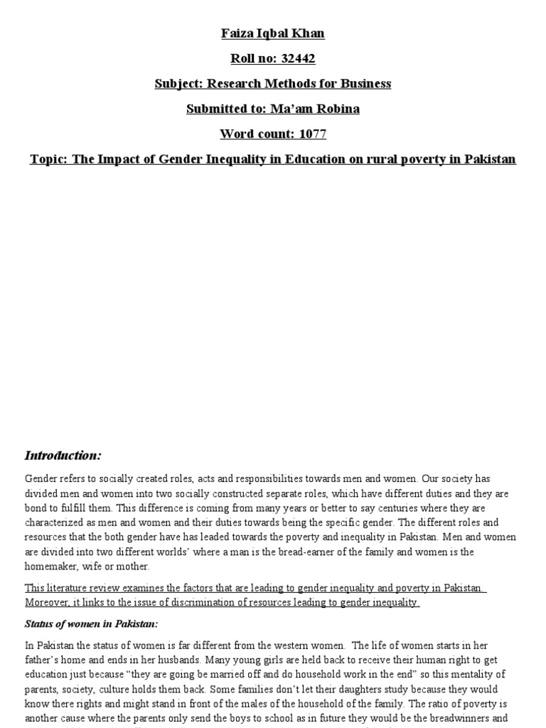 Assignment RMS 2 | PDF | Gender Inequality | Gender Studies