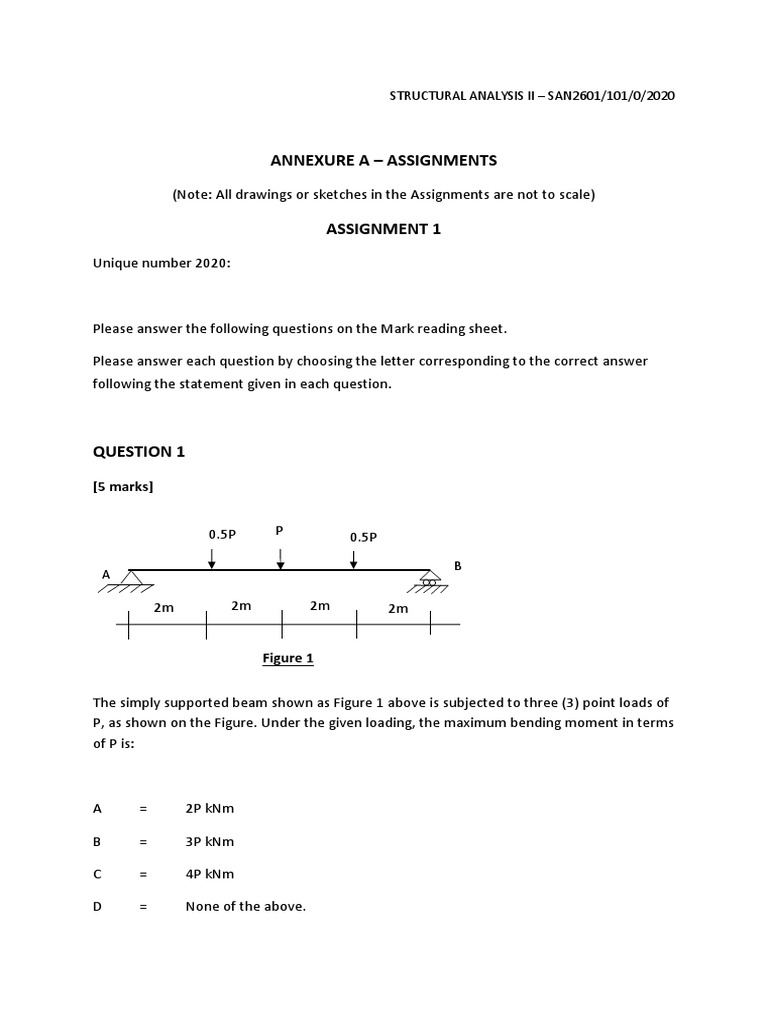 Structural Analysis II Assignments 2020 | PDF | Buckling | Bending