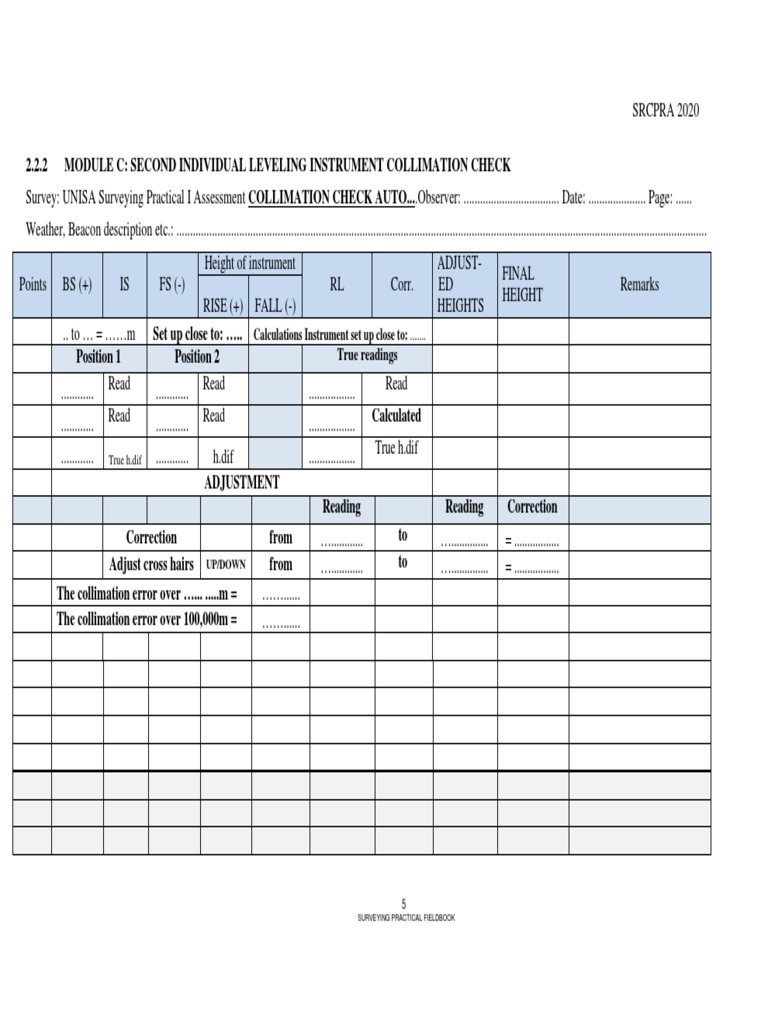 Activity 1 - Collimation Checks Fieldbook | PDF | Scientific ...