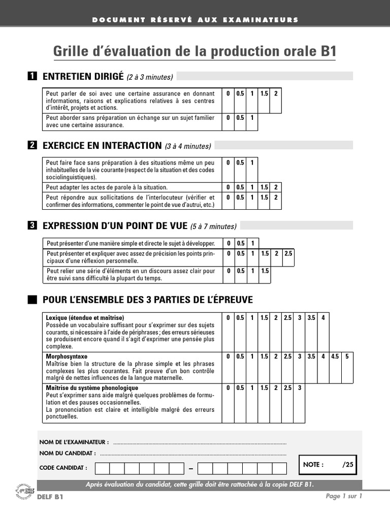 Delf b1 Grille Po | PDF | Lexique | Sciences cognitives