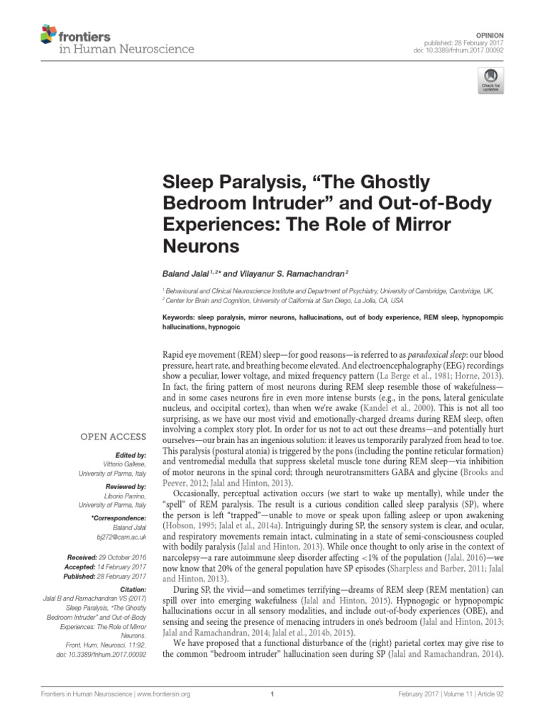 Sleep Paralysis, "The Ghostly Bedroom Intruder" and Out-of-Body ...