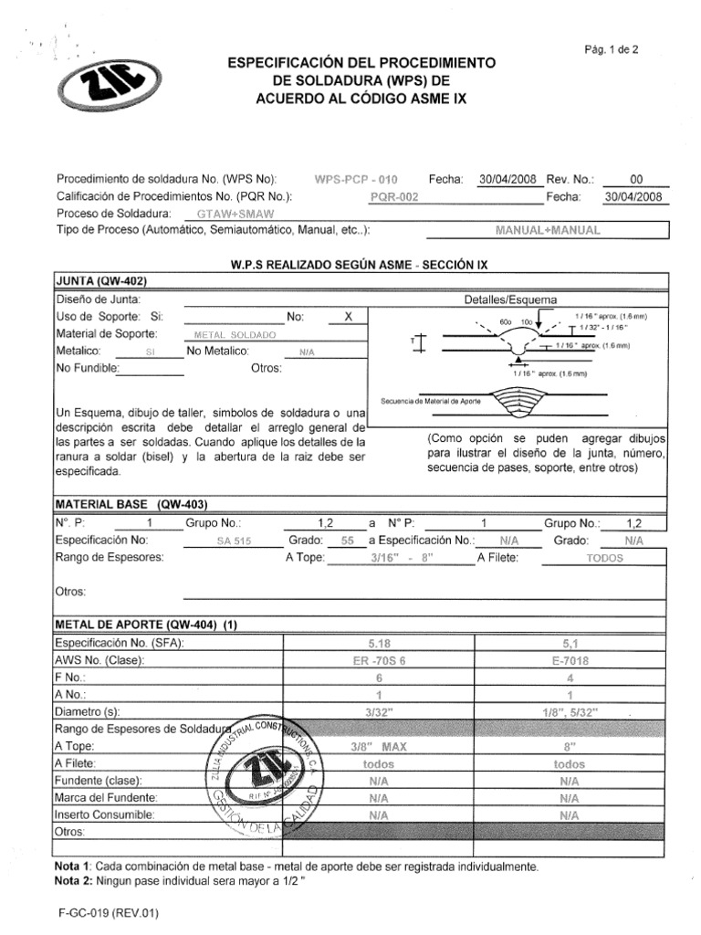 WPS-PCP-010 (Er-70s6-E-7018) | PDF