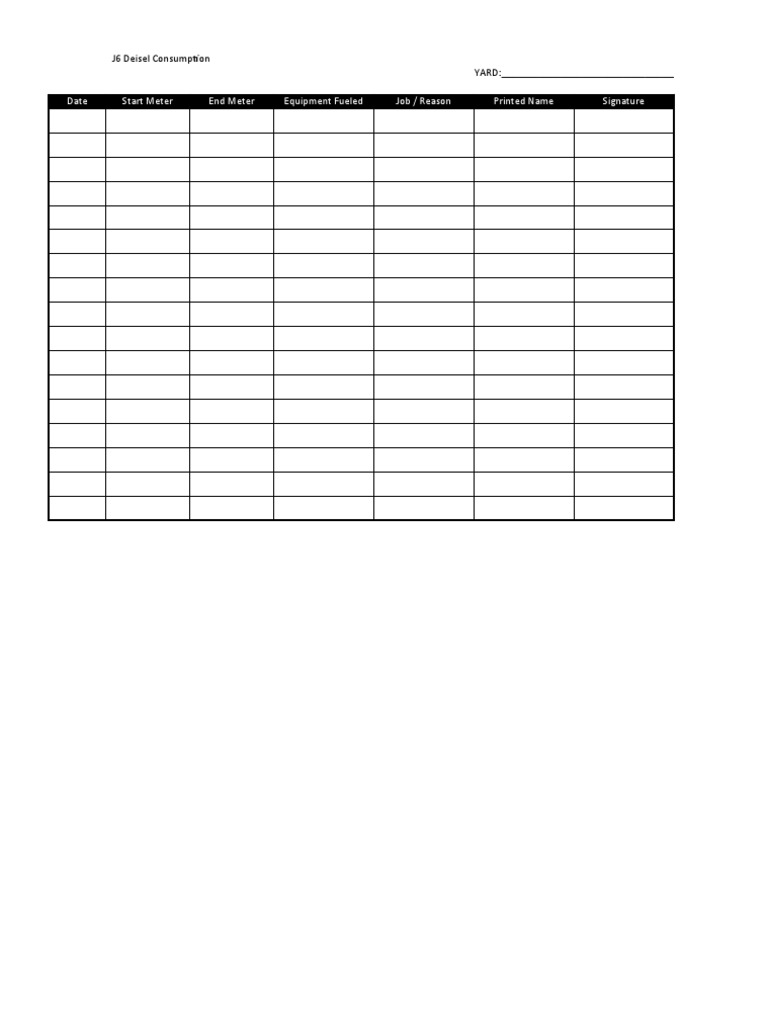 Diesel Consumption Form | PDF
