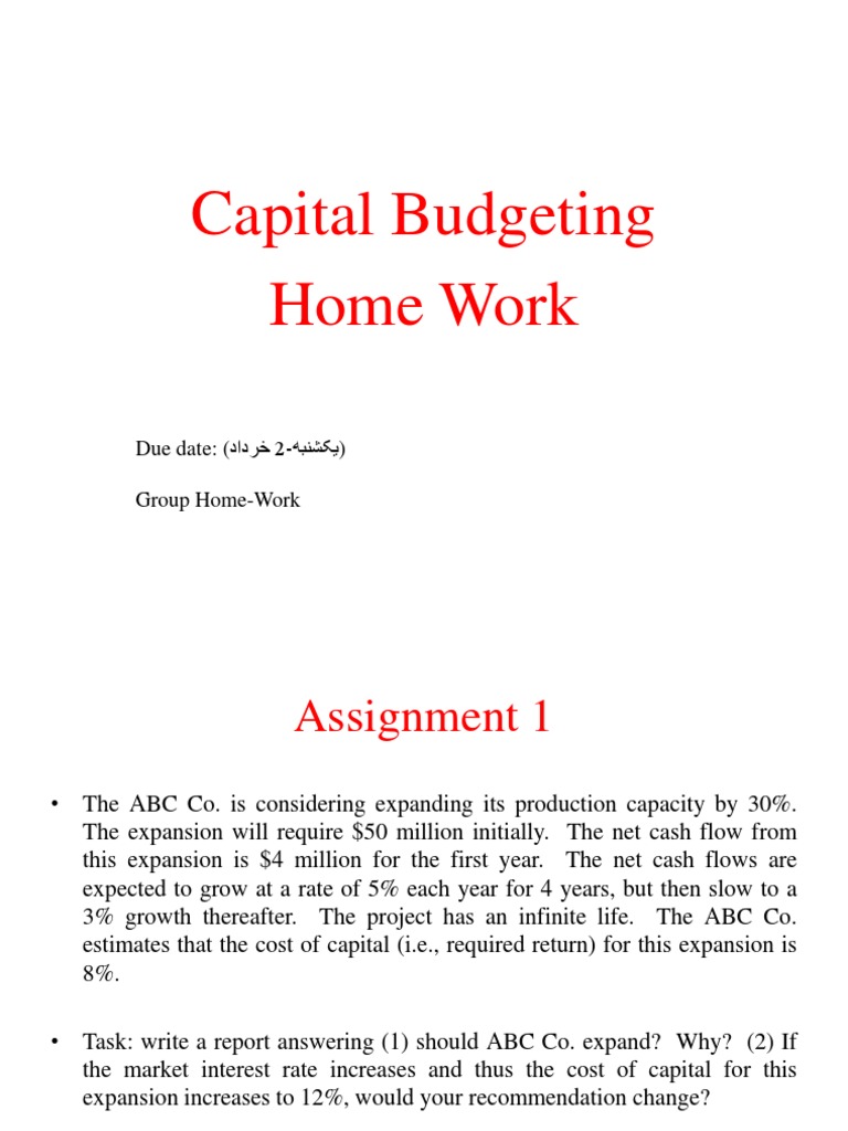 Capital Budgeting Assignment Guide | PDF