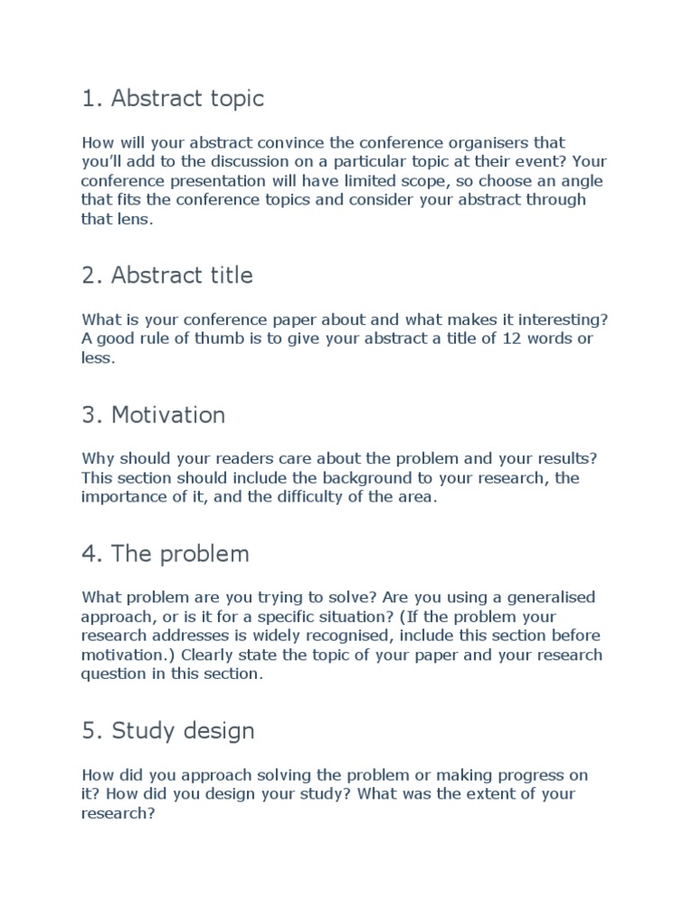 Crafting an Effective Conference Abstract | PDF
