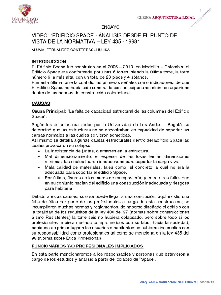 Análisis Normativo del Colapso del Edificio Space | PDF | Science | Ingeniería