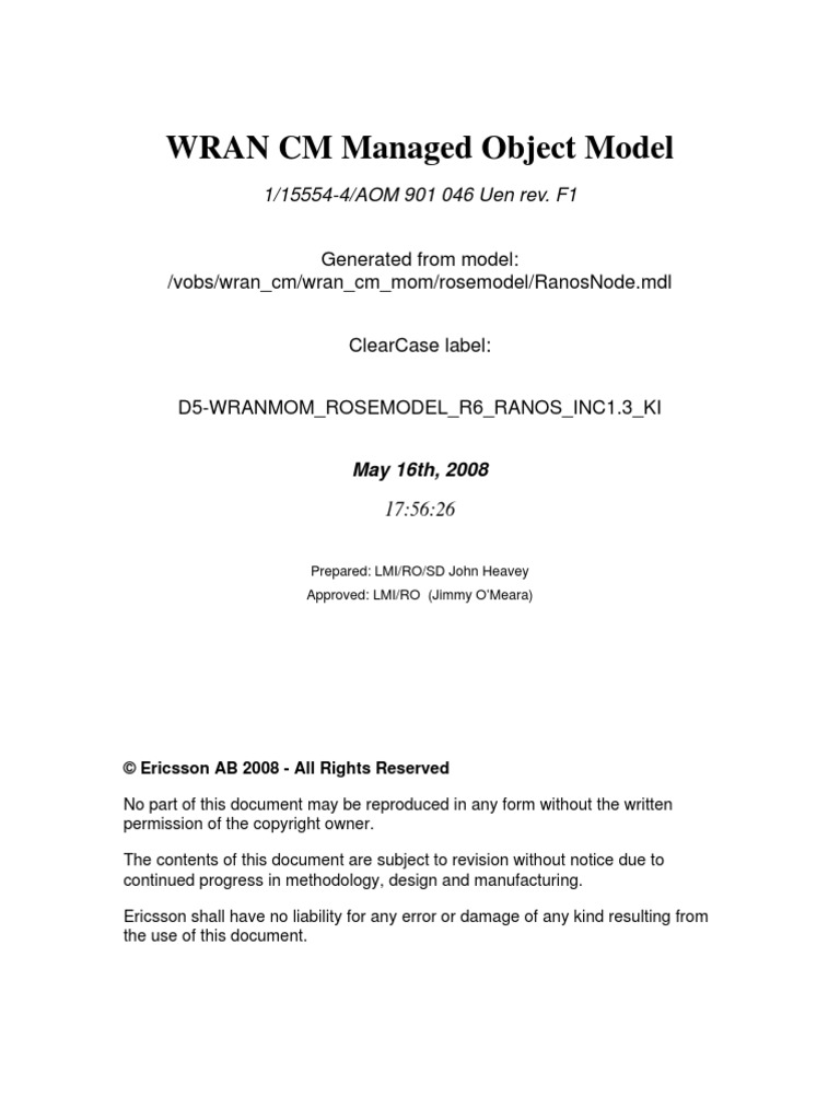 WRAN CM Managed Object Model | PDF | Computer Data | Information Technology Management