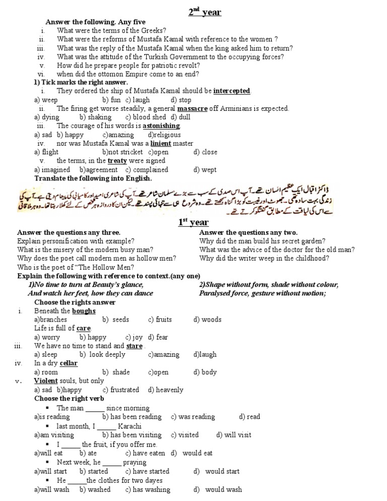 1) Tick Marks The Right Answer | PDF
