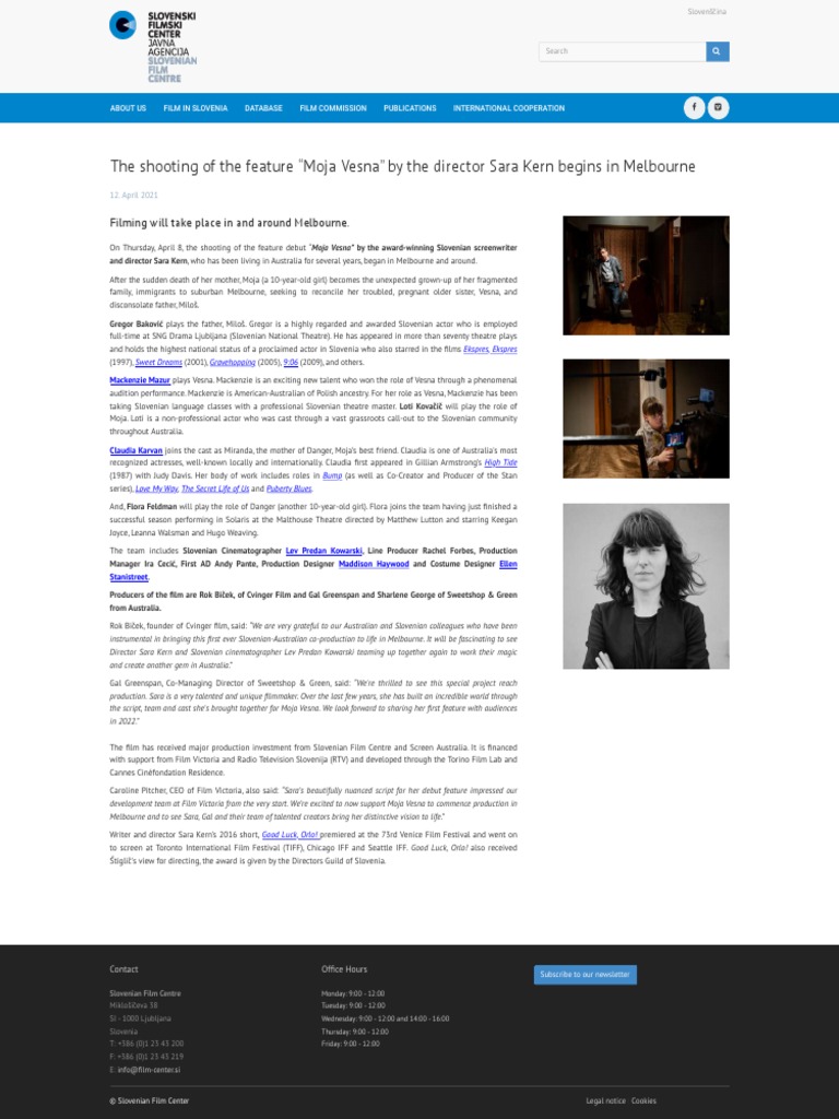 Slovenian Australian Film "Moja Vesna" 12.04.2021 | PDF | Cinema | Entertainment
