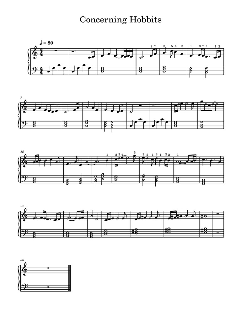 Concerning Hobbits - Piano Sheet | PDF