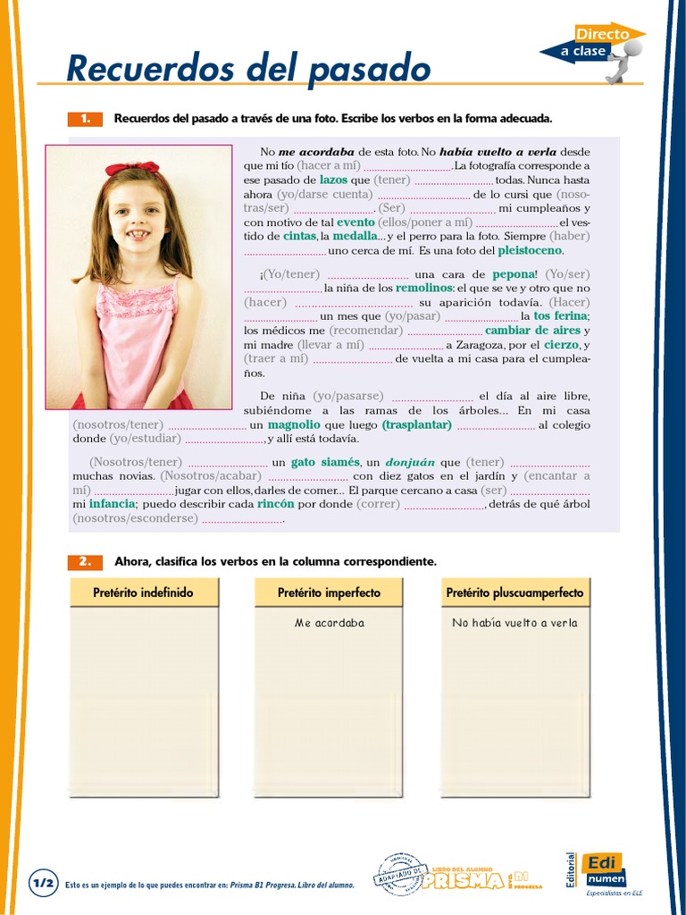 Ejercicios de verbos en pasado B1 | PDF