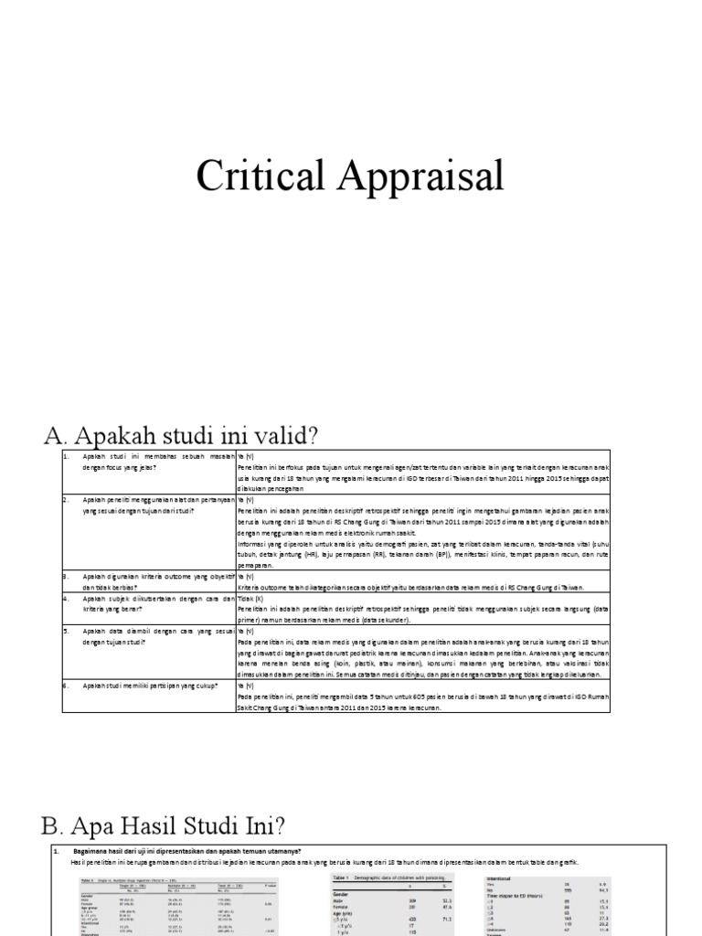 Critical Appraisal | PDF