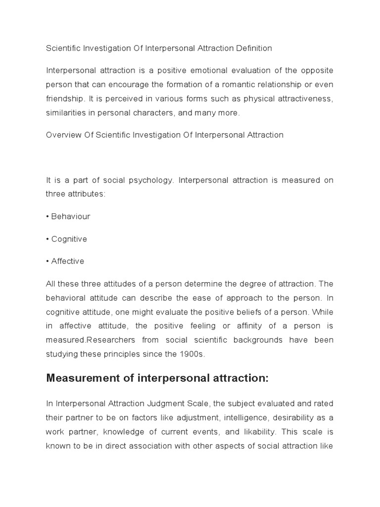 Measurement of Interpersonal Attraction | PDF | Interpersonal Attraction | Attitude (Psychology)