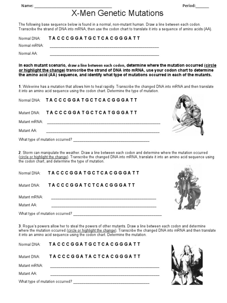 X Men Genetics | PDF | Genetic Code | Mutation