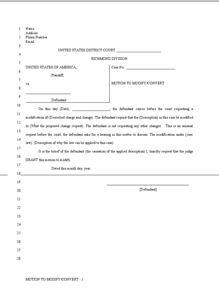 Motion To Modify-Template | PDF