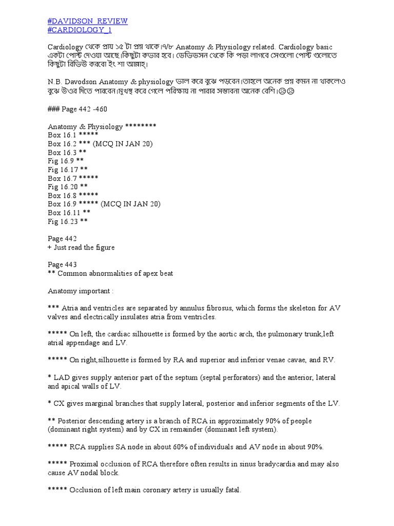 Cardiology Study Guide for Exams | PDF | Heart | Atrium (Heart)