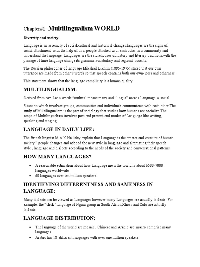 Multilingualism: Language Diversity and Society | PDF | Multilingualism ...
