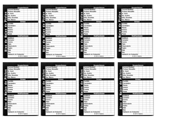 Lista para Anotar Clue | PDF