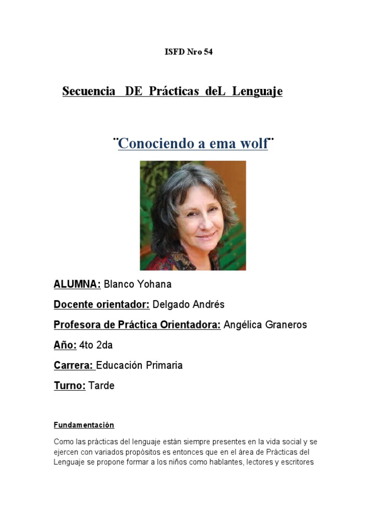 2 Seguimiento de Ema Wolf | PDF | Autor | Maestros