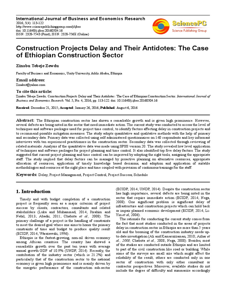 Delay in Construction | PDF | Consultant | Sample Size Determination