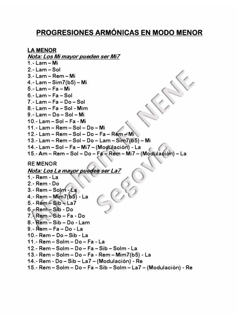 Progresiones Armónicas en Modo Menor | PDF | Melodía | Musicología